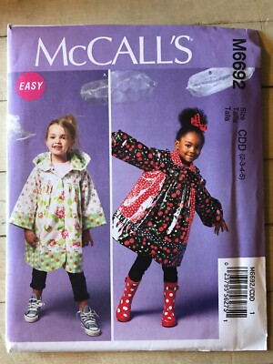 McCalls Pattern M6692 CDD Size 2-3-4-5 Children’s Unlined Coats Uncut ...