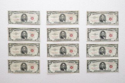 1963... Red Seal... 5 Dollar... Star Note... US Currency... Five Dollar ...