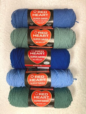 New Red Heart 3 oz Skeins Yarn You Choose Green Periwinkle Blue and ...