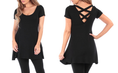 NEW R&C WOMEN'S CROSS BACK DRAPED TUNIC BLACK SZ XL USA MADE | eBay