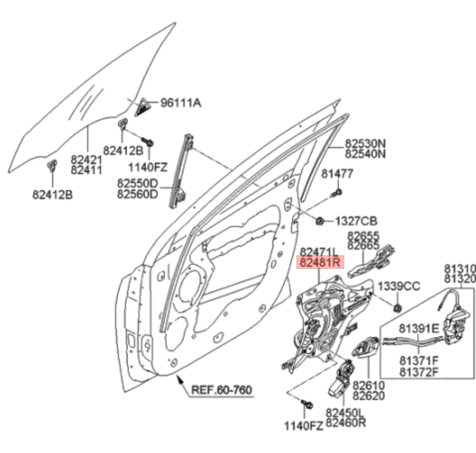 OEM 83481-AT000 Power Window Regulator Rear/Right Door Ups for Kia Niro ...