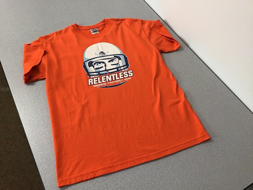 Gildan Mens Orange Boise State Broncos Relentless 2010 Logo T Shirt ...