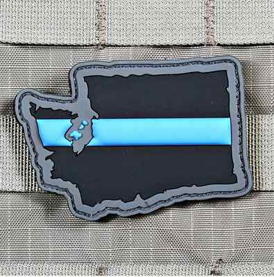 VLMS Thin Blue Line Washington State PVC Morale Patch Police LEO SWAT ...