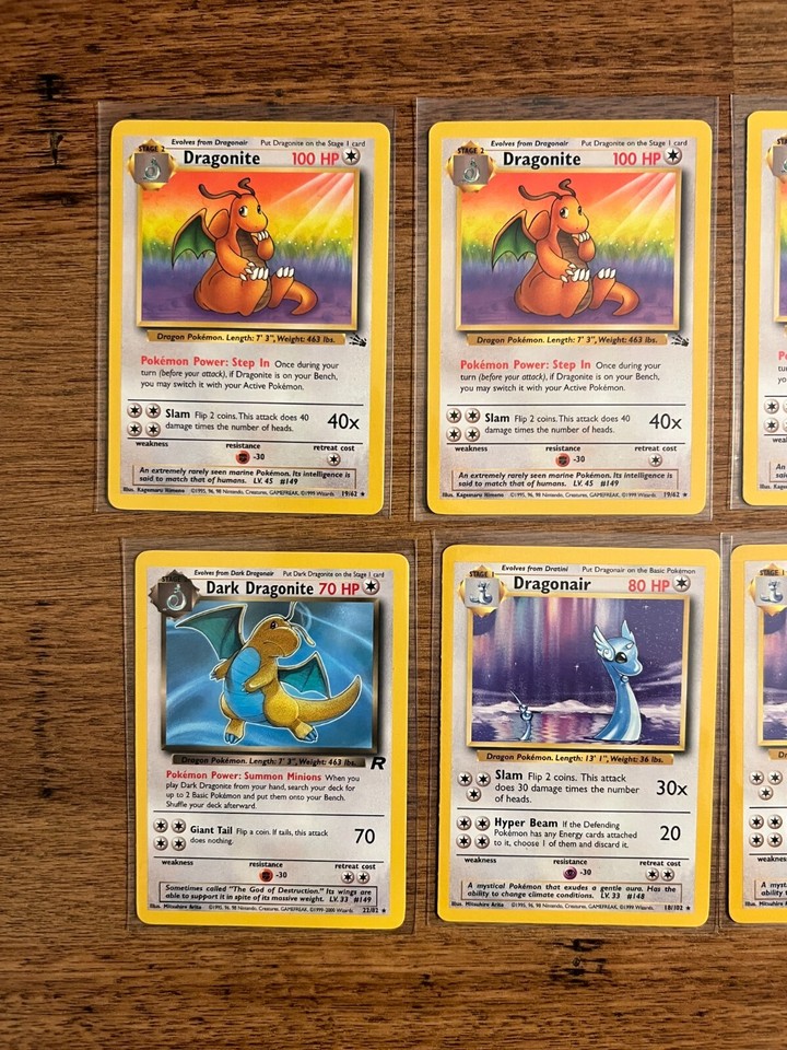 Dragonite 19/62, Dark Dragonite 22/82, Dragonair 18/102 Pokemon Card ...