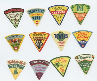 Vtg Cheese Wheel Labels Various Cheeses and Brands S/12 C | eBay