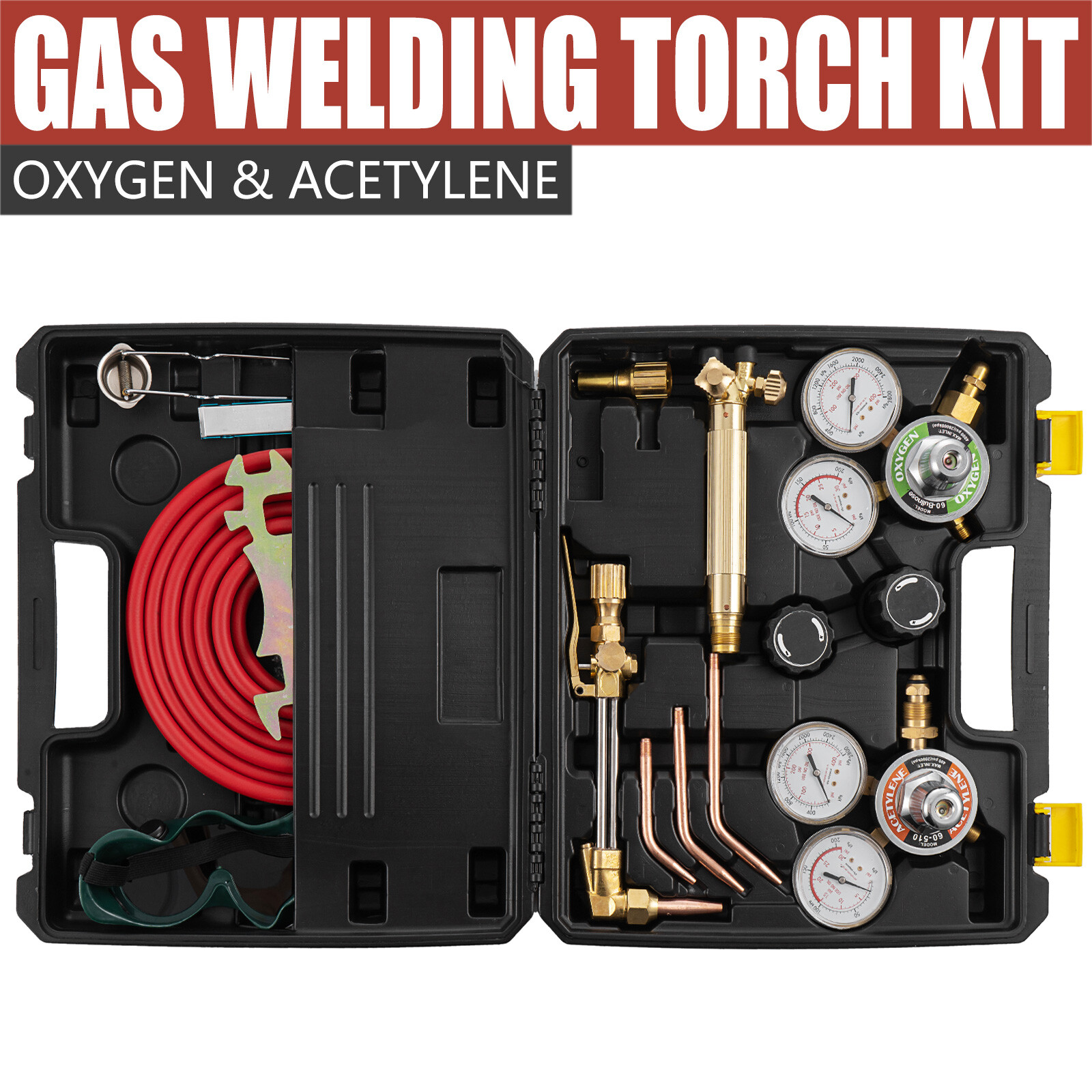 Oxygen & Acetylene Gas Cutting Torch and Welding Kit Oxy Brazing Welder ...