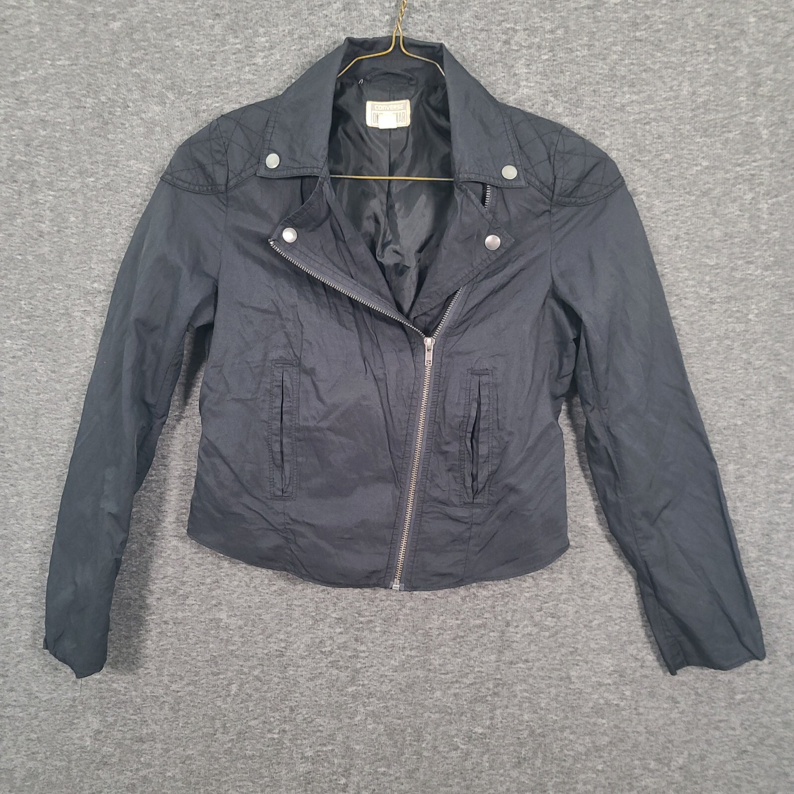 Converse One Star Black Moto Asymmetric Zipper Jacket Womens XS Long ...