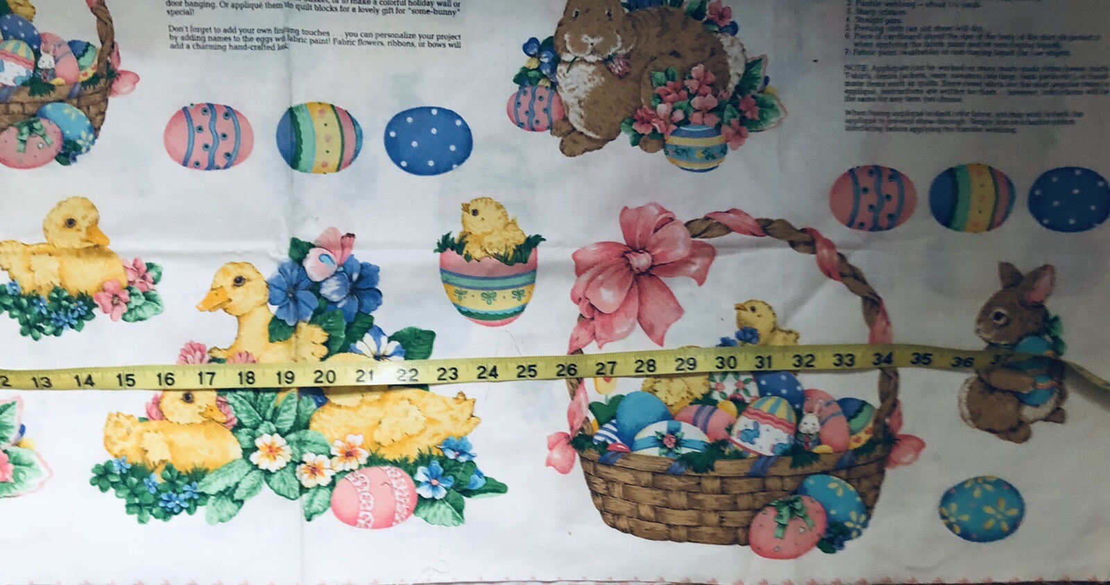 VTG Spring Fever Easter Appliqué Panel by VIP Baskets Bunnies Ducks ...