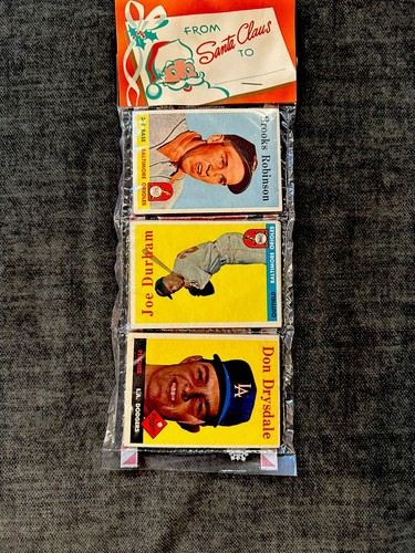 1958 TOPPS XMAS BASEBALL RACK PACK BROOKS ROBINSON DON DRYSDALE JOE ...