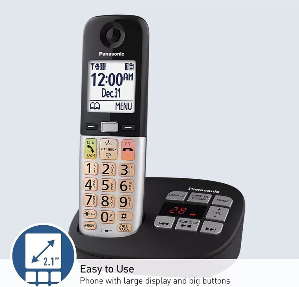 Panasonic Expandable Cordless Phone Answering Machine Call Block 2 ...