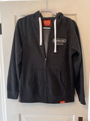 Nintendo Hoodie Sz Medium Black Full Zip Redmond Logo Official Nintendo ...