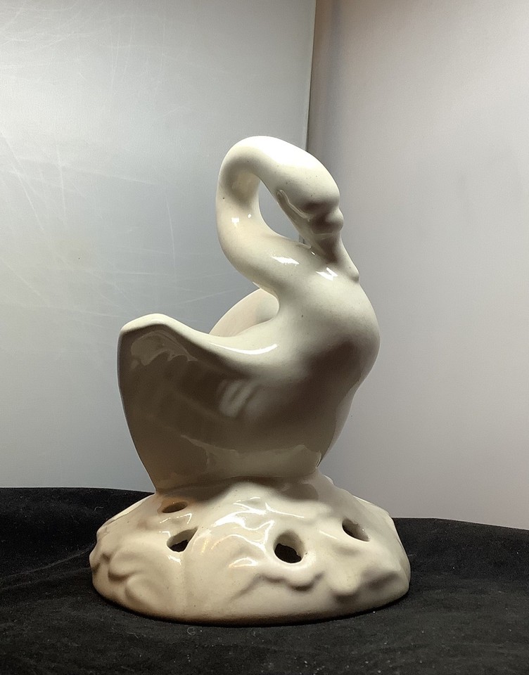 FULPER POTTERY Art Deco Figural Duck Flower Frog White | eBay