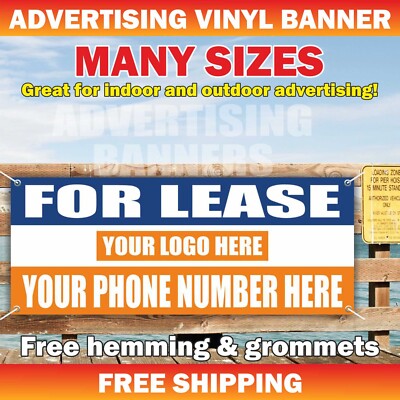 FOR LEASE Advertising Banner Vinyl Mesh Sign rent leasing realtor ...