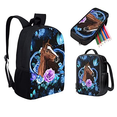 Horse Backpack With Lunchbox School Backpack Set For Teens Girls Boys ...