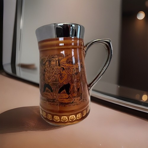 Beer Stein LORD NELSON Mug VINTAGE BOXING SCENE ENGLAND POTTERY 1950's ...