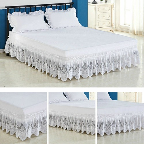 Lace Wrap Bed Skirt Elastic Ruffle Bedding Dressing 14 Inch Drop All ...
