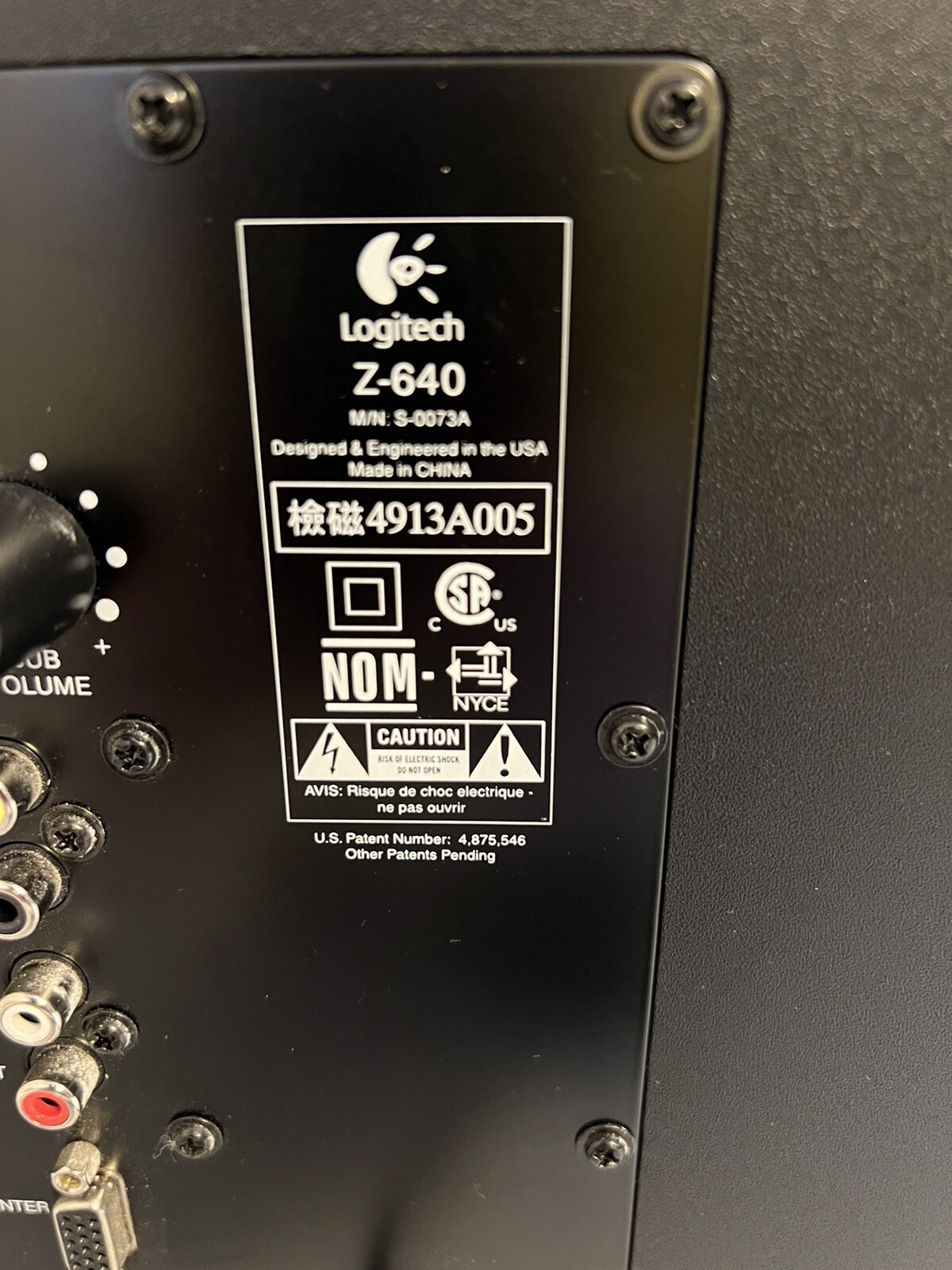 Logitech Z-640 Computer Speaker Volume Control Controller Pod for sale ...