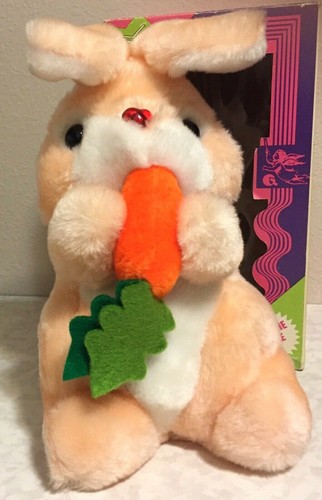Vintage Pretty Bunny Rabbit Stuffed Plush Toy Musical Lights Up 1970s ...
