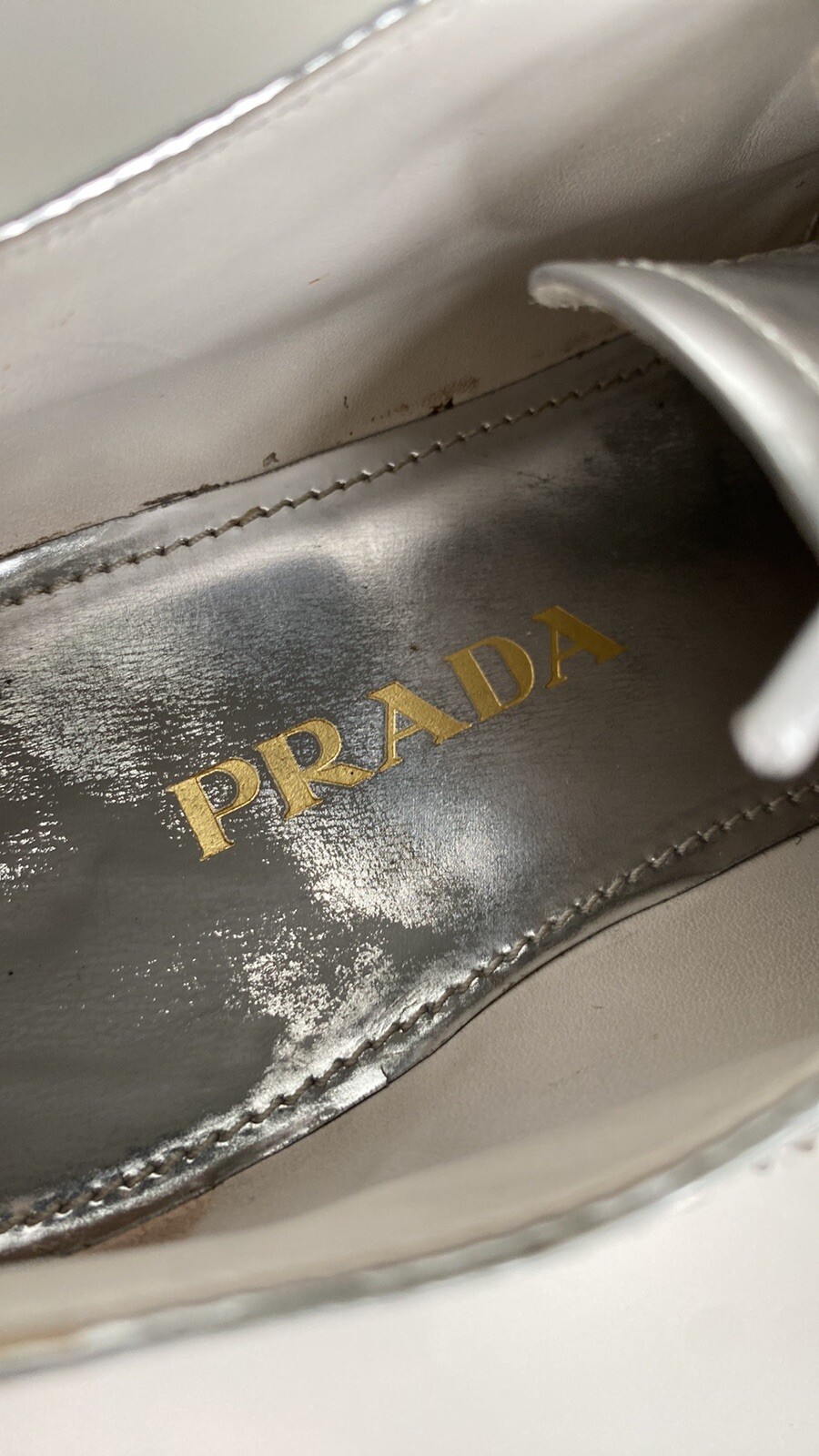 PRADA SS 2011 Silver Leather Brogues Derby Espadrille Creeper Sz 37/US ...
