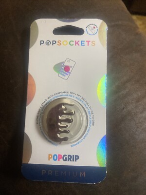 PopSockets Phone Grip Stand Chrome Drip Silver POPGRIP Popsocket ...