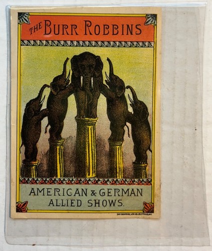 Antique Trade Card Burr Robbins Circus Victorian 1883 American German ...