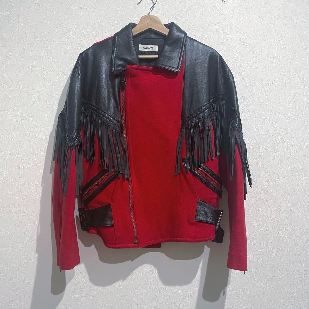 KANSAI O2 Fringe Leather Jacket Red Black - Gem
