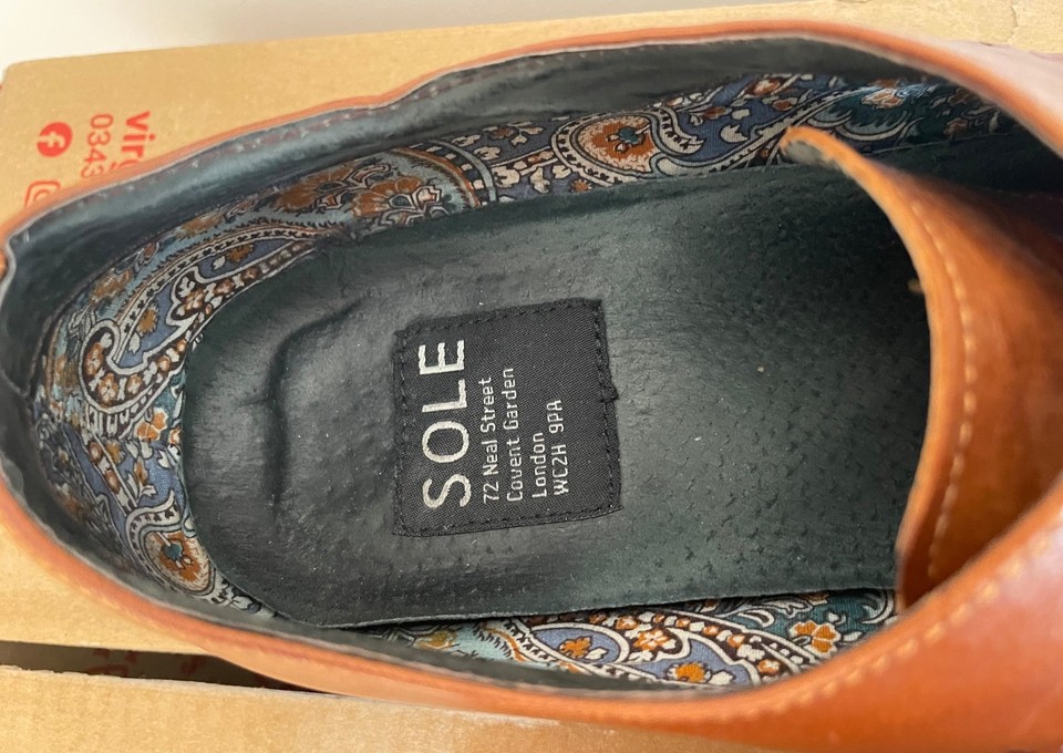 SOLE of Covent garden. mens brown leather upper and lower brogues shoes ...