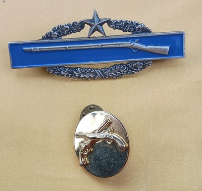 Vintage US ARMY COMBAT BADGES 2nd Award CIB 1 Star~E H SIMON Plus Cross ...