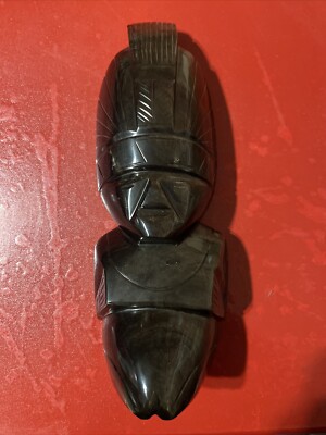 Gold Sheen Black Obsidian Stone Hand Carved Mayan Aztec Incan Figure ...