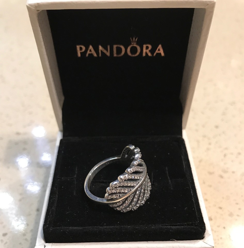 Pandora Light As A Feather Ring Clear CZ 190886CZ +HINGED BOX +POLISH ...