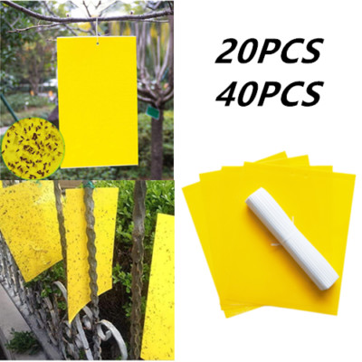 20/40Pcs Yellow Sticky Fly Trap Paper Traps Fruit Flies Insect Glue ...
