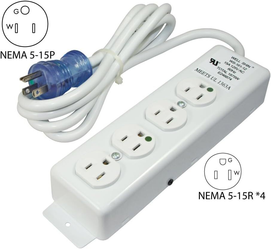 Conntek 55203 4 Outlet Hospital Grade Metal Enclosed Power Strip ...