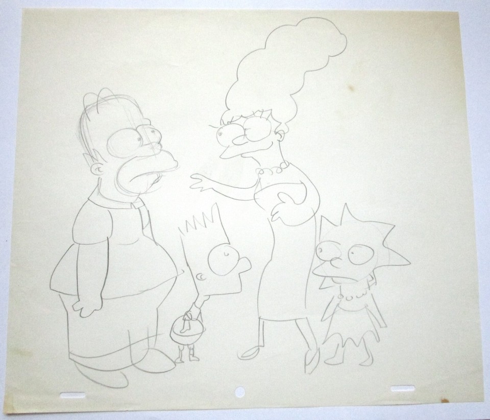 EARLY Homer SIMPSON 1990 FOX Walt Disney ORIGINAL PRODUCTION cel CONEPT ...