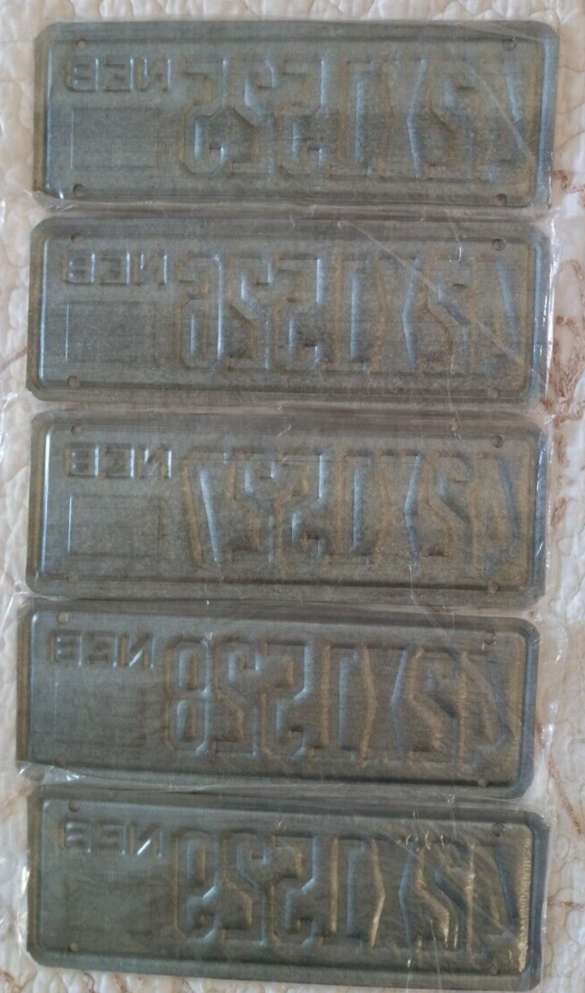 5 Consecutive Numbered Nebraska 1984 Nuckolls County Trailer License ...