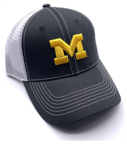 MICHIGAN WOLVERINES HAT TWO TONE MESH TRUCKER LOGO NCAA FOOTBALL NEW ...