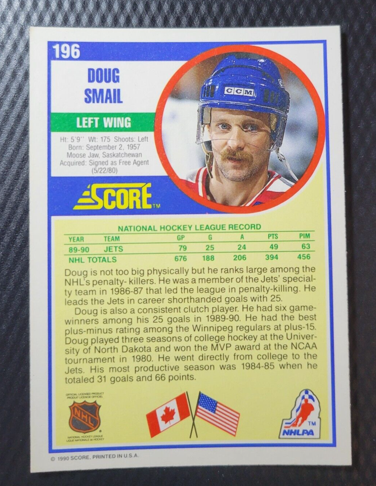 1990-91 Score American DOUG SMAIL Winnipeg Jets Hockey NHL Card #196 | eBay