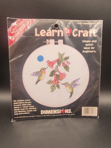 Cross Stitch Kit Dimensions Hummingbird Duo 72407 Vintage 1990s Easy ...