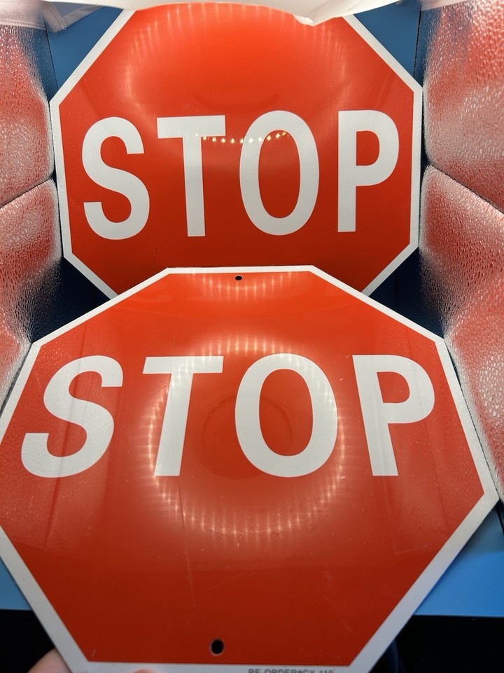 12 x 12 Inches Stop Sign Street Slow Warning: Pack Of Two Signs ...