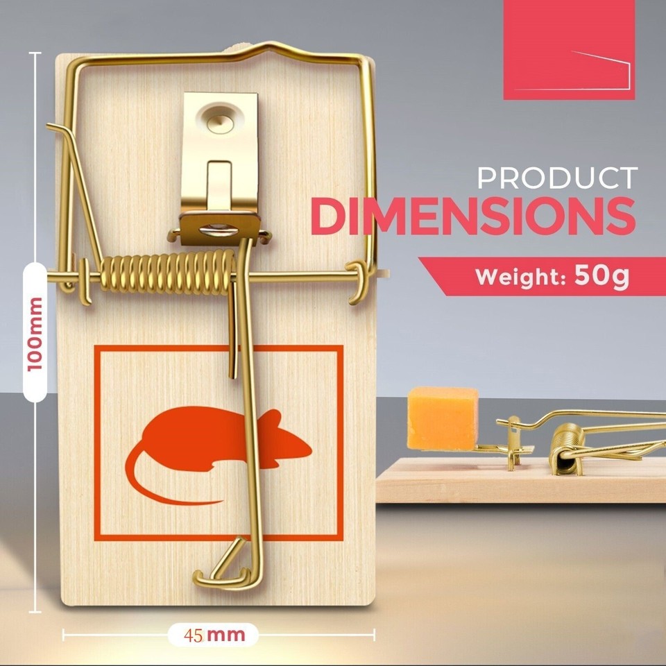 2 Wooden Mouse Traps Traditional Mice Rodent Pest Control Trap Reusable ...