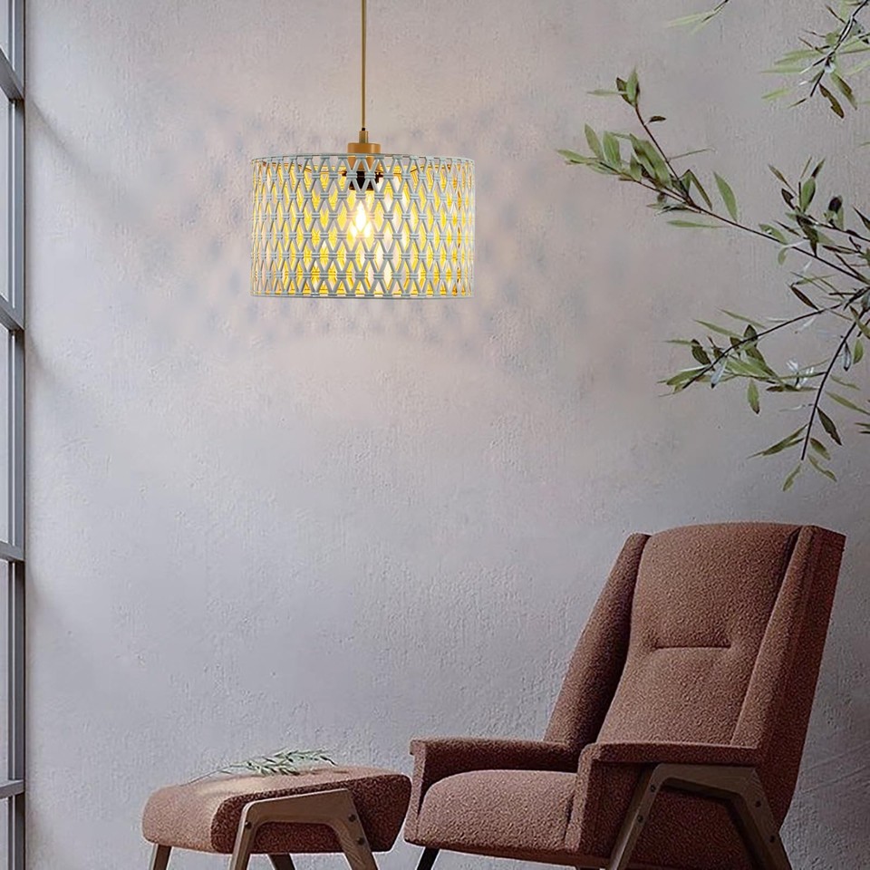 Unique Metal Lamp Shades, Round Drum Hollow-Carved Design for Table and ...