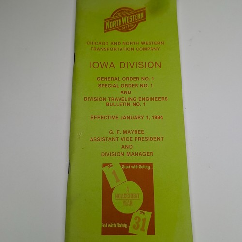 1984 Chicago North Western Railroad Iowa General Order Book CNW 20 ...