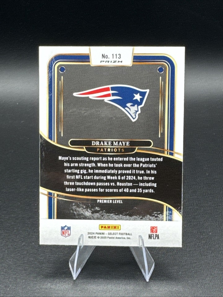 2024 Panini Select - Premier Level Drake Maye #113 Black & Red Shock ...