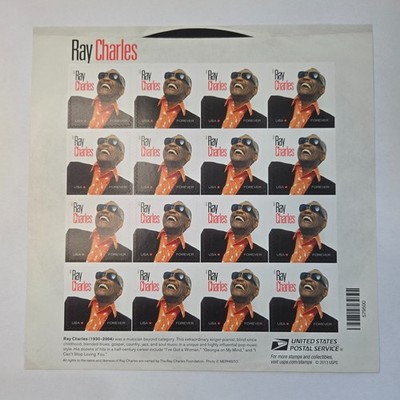 USPS Forever Stamps - Ray Charles - Sheet of 16 - Scott #4807 - 2013 ...
