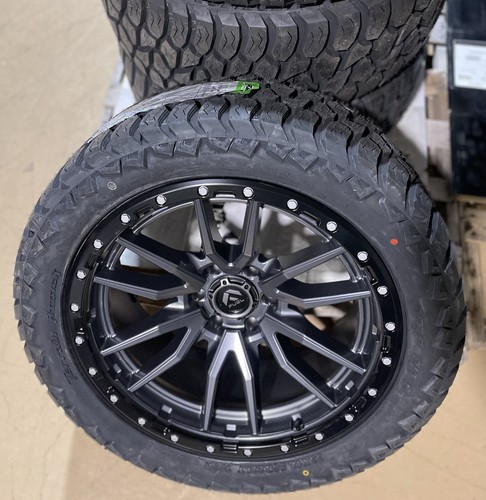 22x10 Fuel D680 Rebel Gray Wheels Rims 33" AT Tires 6x5.5 GMC Sierra ...