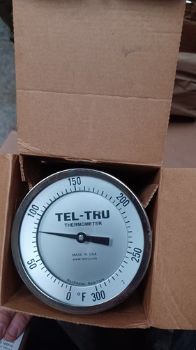 Tel-Tru Temp Gauge, 1/2" Npt, 0-300F, Stem 12, 5" dial face, Stainless ...