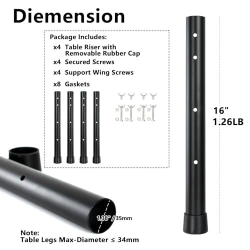 4 Packs Table Leg Extenders Adjustable Table Leg Risers Black Heavy ...