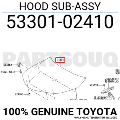5330102410 Genuine Toyota HOOD SUB-ASSY 53301-02410 | eBay