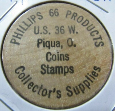 Vintage Phillips 66 Products Piqua, OH Wooden Nickel - Token Ohio | eBay