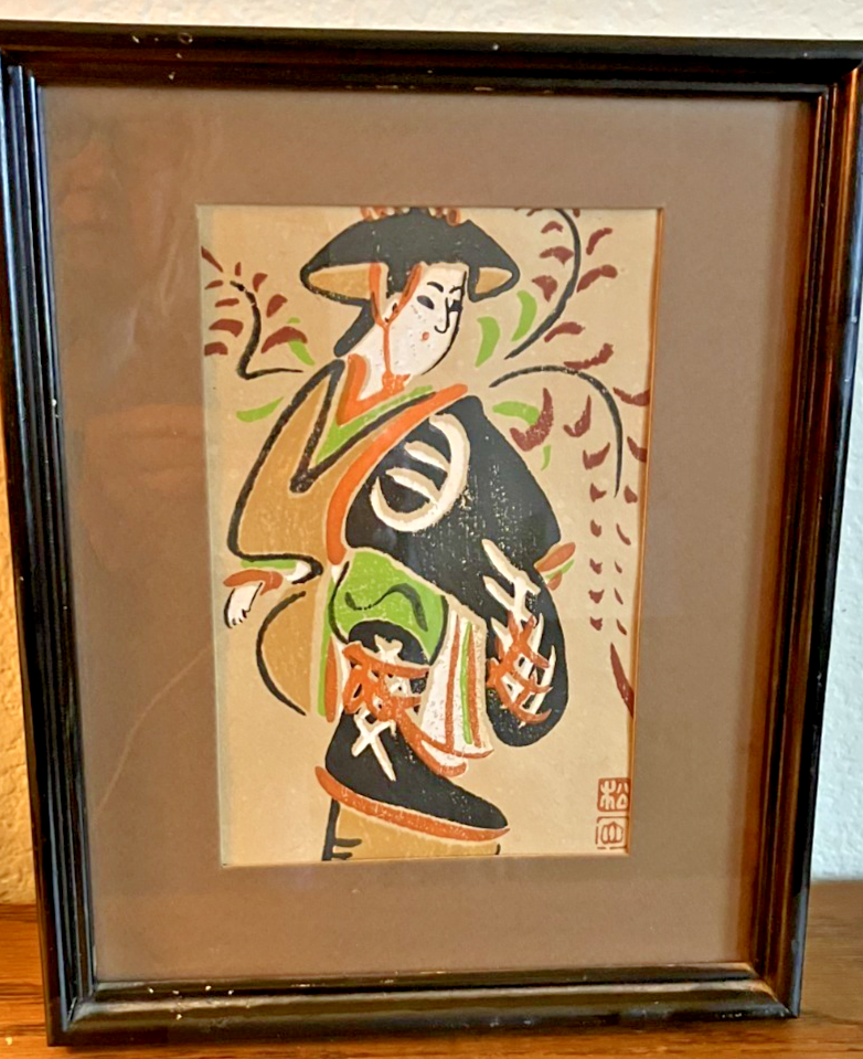 Framed Wood Block Print Kabuki Character by Japanese Artist Takahashi ...