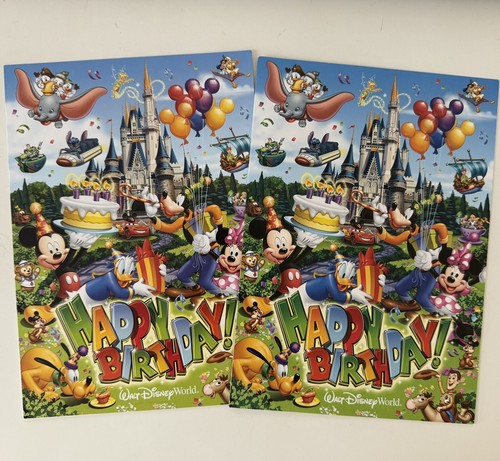 2 Signed Autographed Happy Birthday Disney World Cards-Mickey, Pluto ...